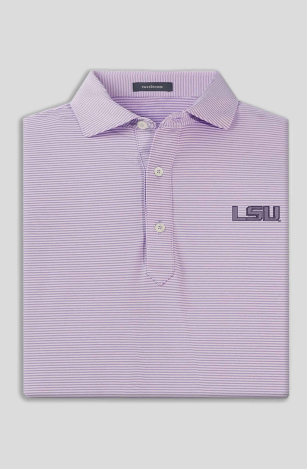 LSU Stripe Performance Polo with 4-Way Stretch | Turtleson – turtleson